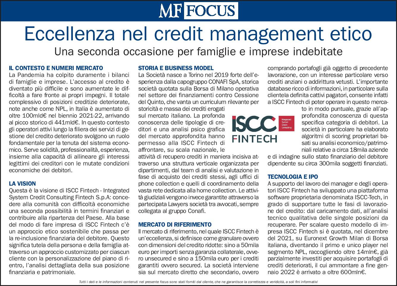 ISCC Fintech – per Milano Finanza è un business etico e sostenibile ...